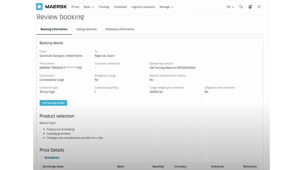 How to Amend your Spot Booking | Maersk